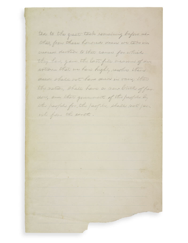 Gettysburg Address - The manuscript of the Gettysburg Address. Lincoln